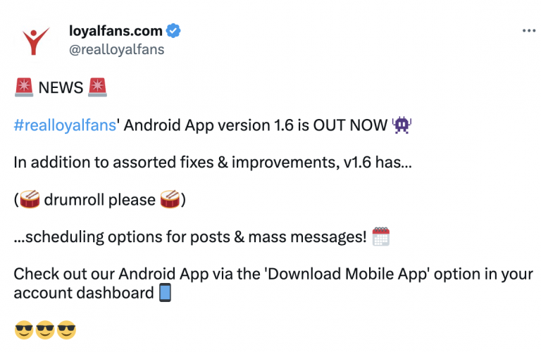 Scheduling Options Available *now* on #realloyalfans Android App – LoyalFans